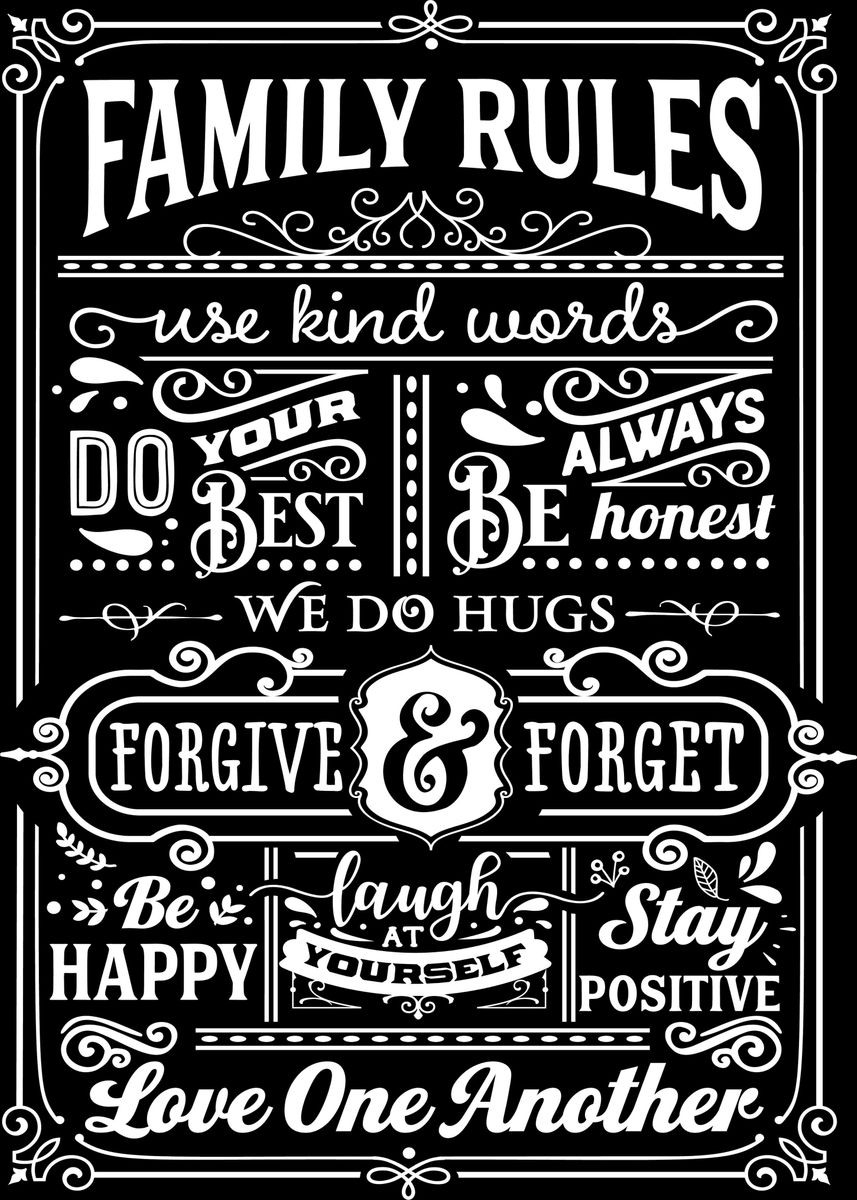 'Family Rules Poster' Poster, picture, metal print, paint by Don Lego ...