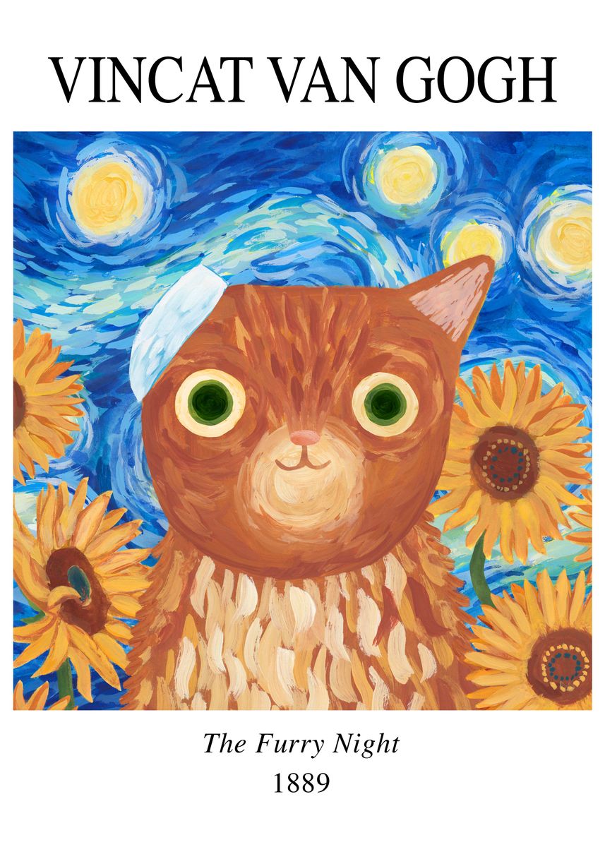 'Vincat Van gogh' Poster, picture, metal print, paint by Angie Rozelaar ...