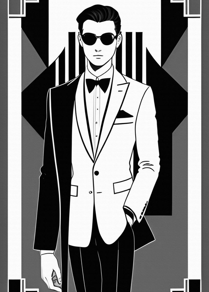 'Art Deco Chic Gentleman' Poster, picture, metal print, paint by ...