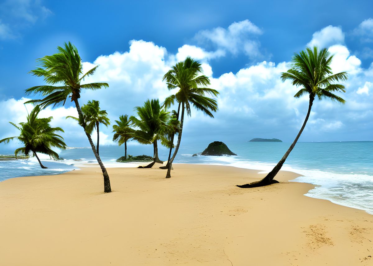 'Sandy Palm Sea Beach ' Poster by Max Ronn | Displate