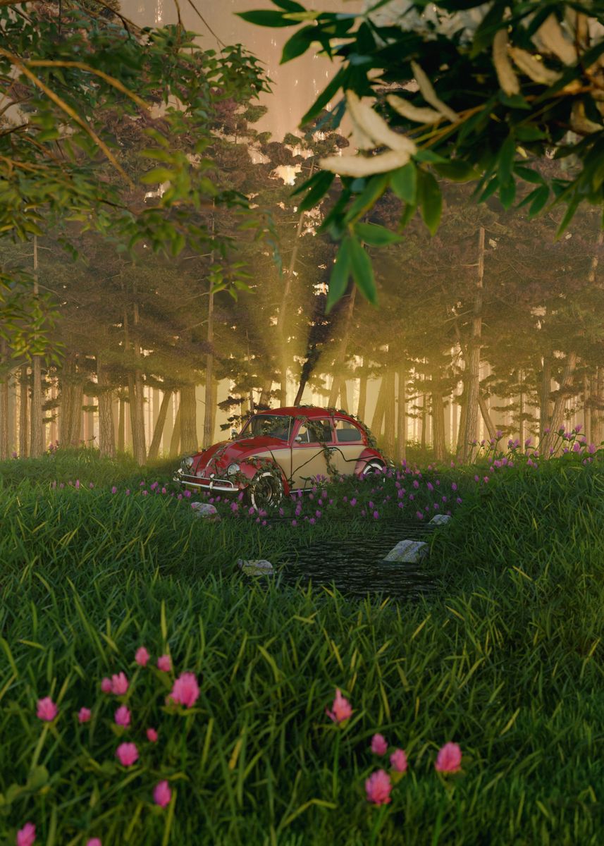 'Car in Green' Poster, picture, metal print, paint by Adel Ferhat ...