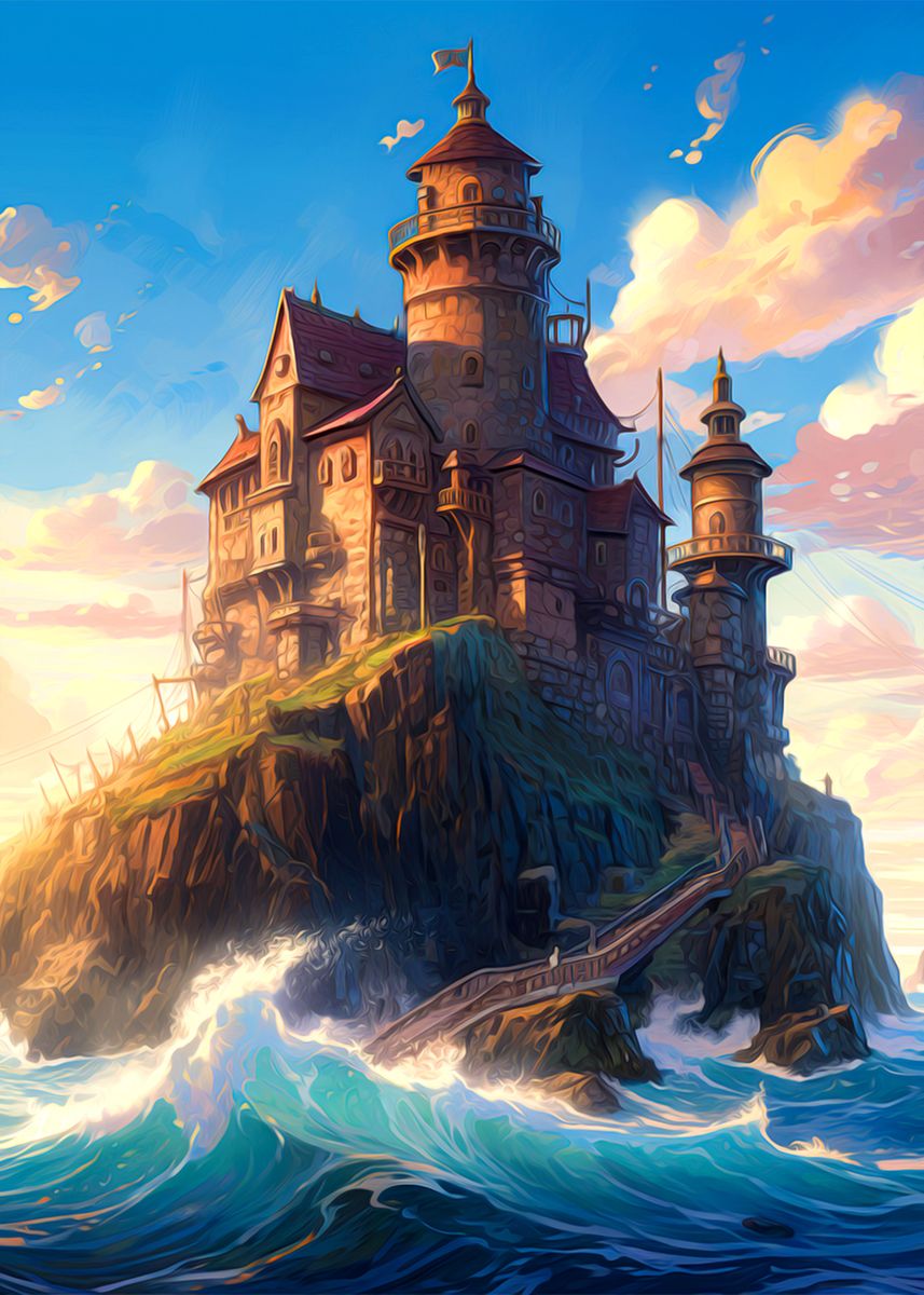'Castle on ocean' Poster by javis lee | Displate