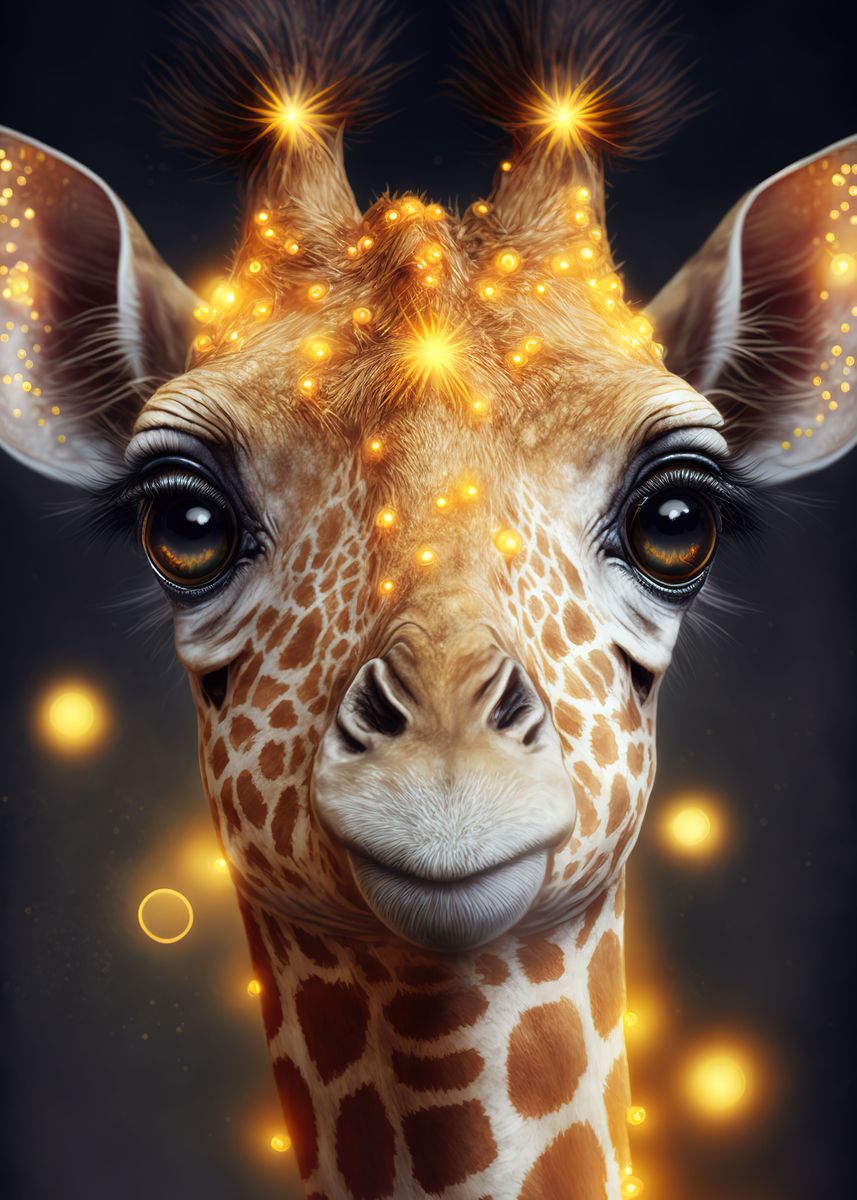 'neon giraffe ' Poster, picture, metal print, paint by Chester Draper ...