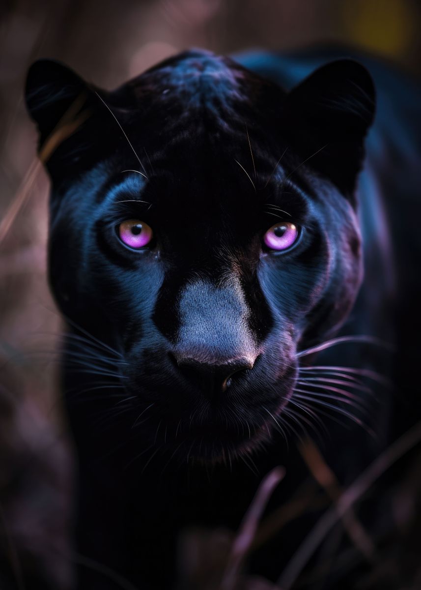'Purple Eyed Panther' Poster, picture, metal print, paint by Michael ...