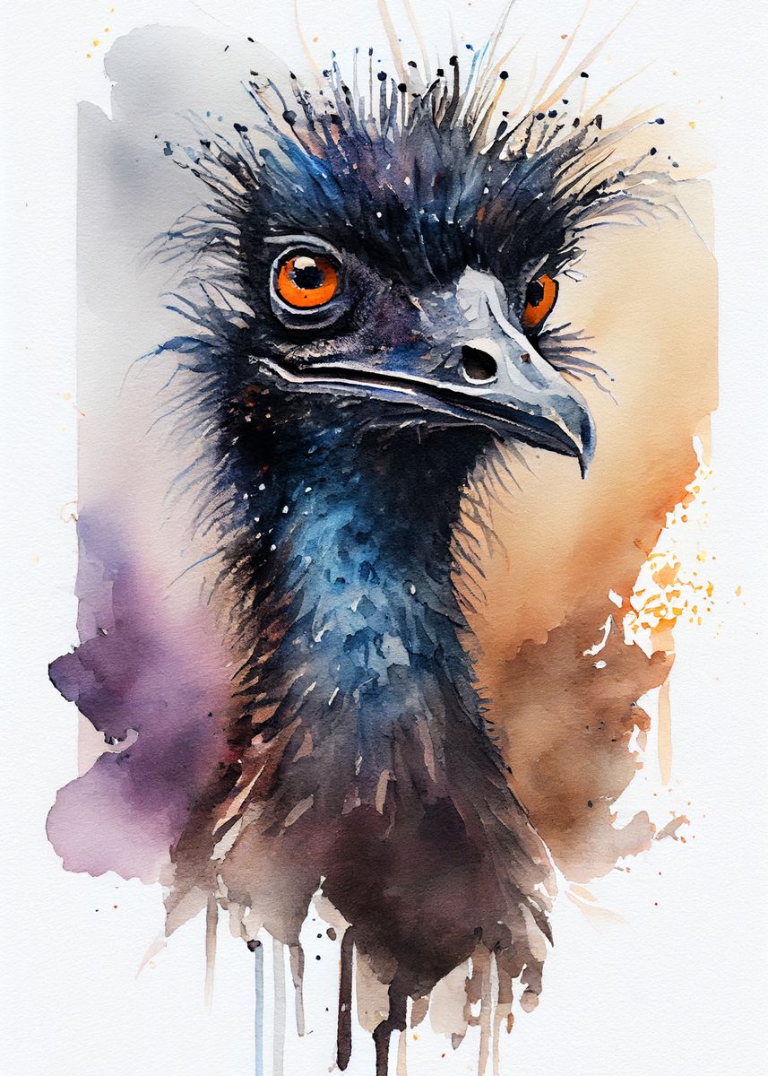 'Emu watercolor art' Poster, picture, metal print, paint by JBJart ...