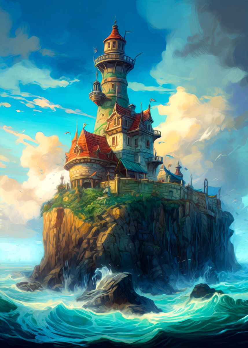 'Castle on ocean' Poster, picture, metal print, paint by javis lee ...