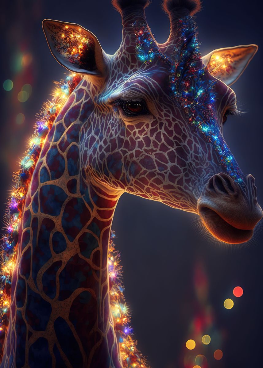 'neon giraffe ' Poster, picture, metal print, paint by Chester Draper ...