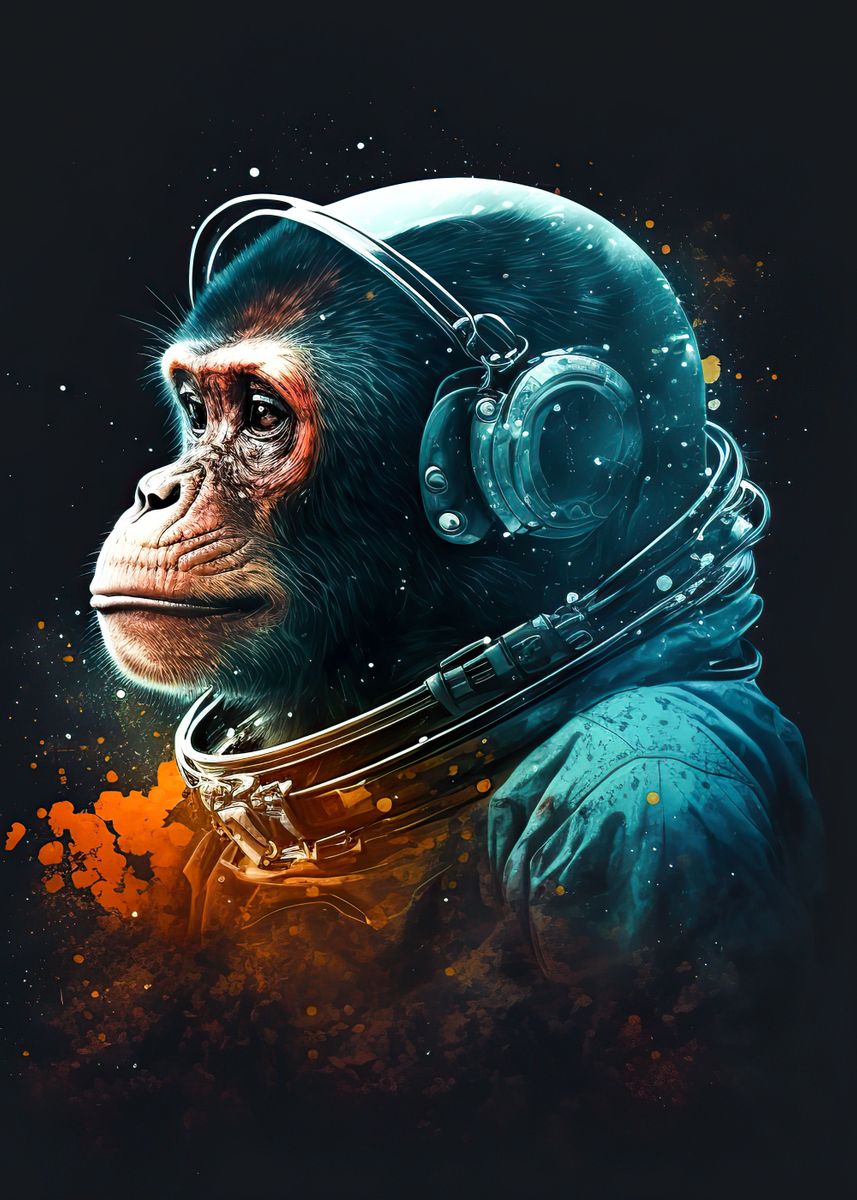 'Chimp astronaut' Poster, picture, metal print, paint by Yannis Denton ...