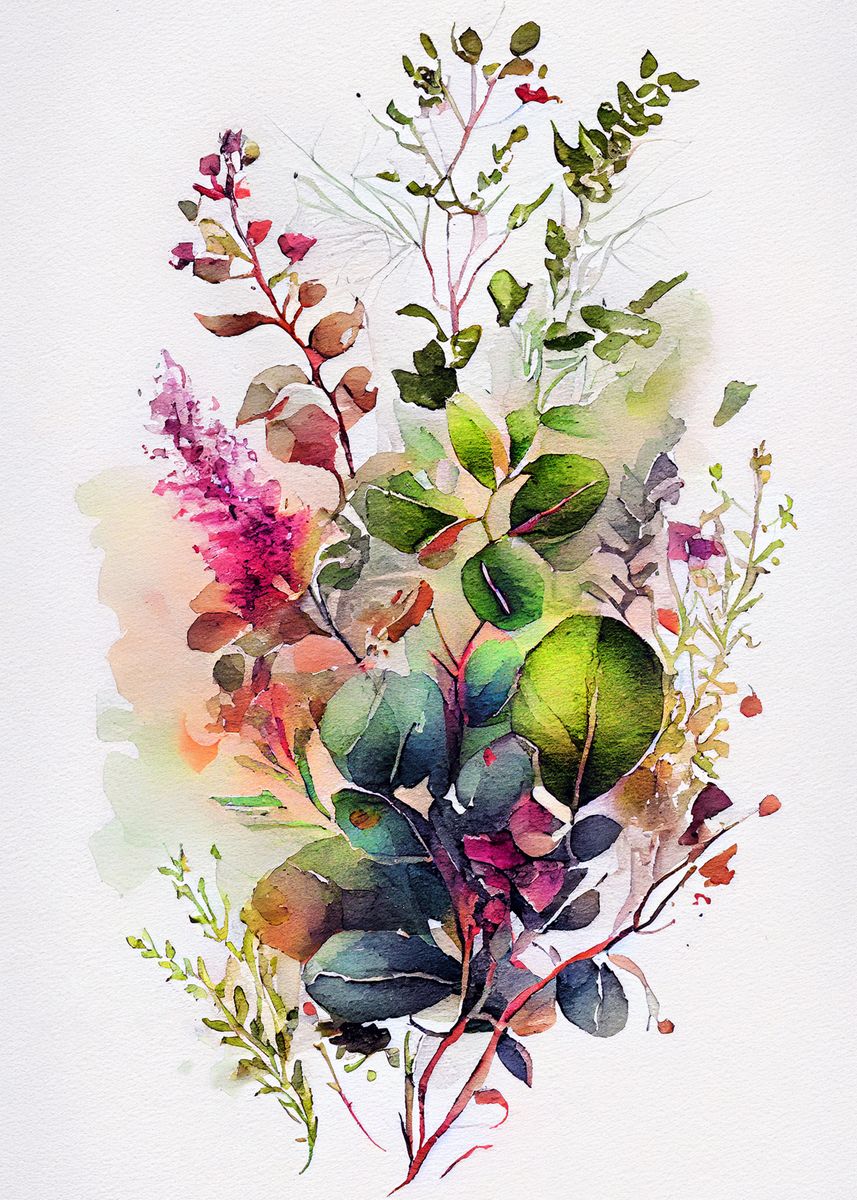 'Spring flowers watercolor' Poster, picture, metal print, paint by ...