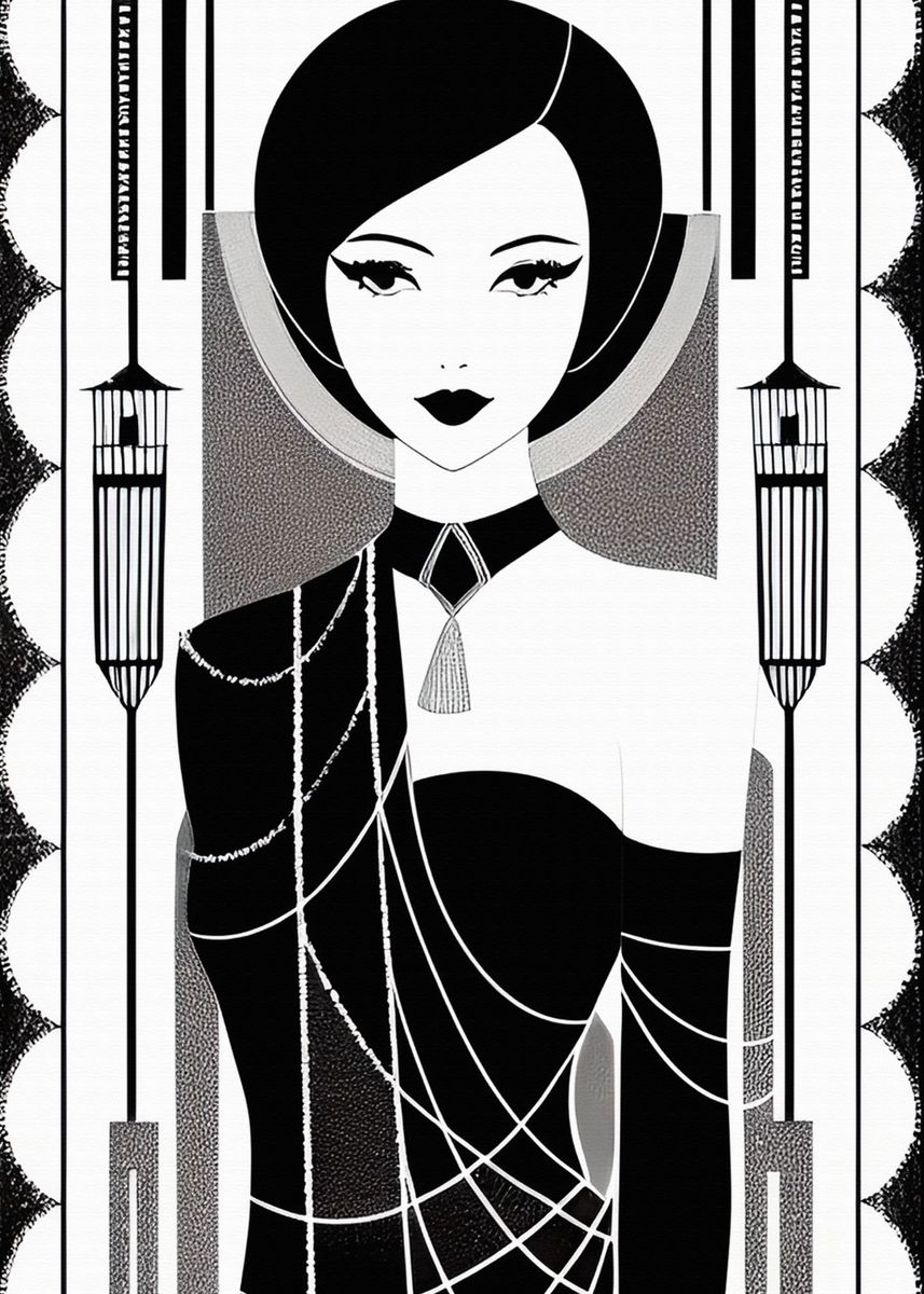 'Refined Art Deco Girl' Poster by MONLart | Displate