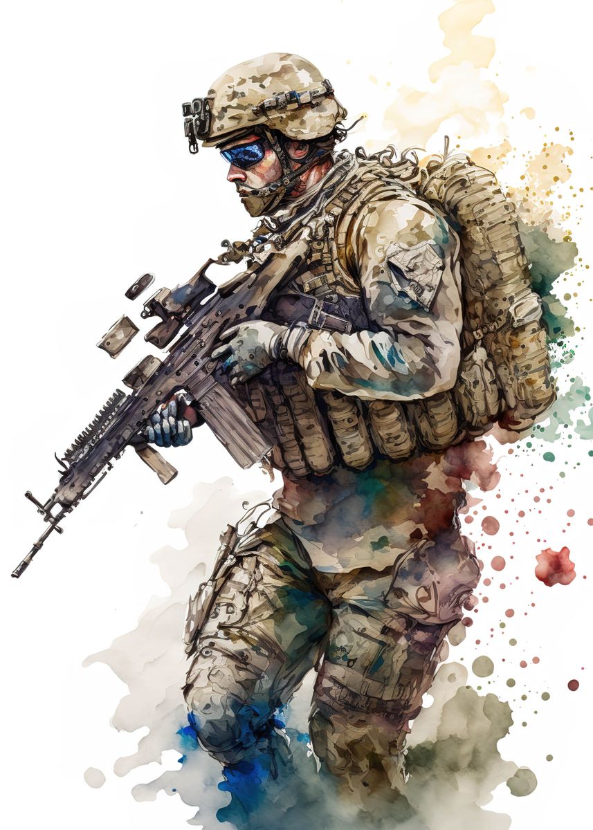 'solider' Poster, picture, metal print, paint by MatiasCurrie | Displate