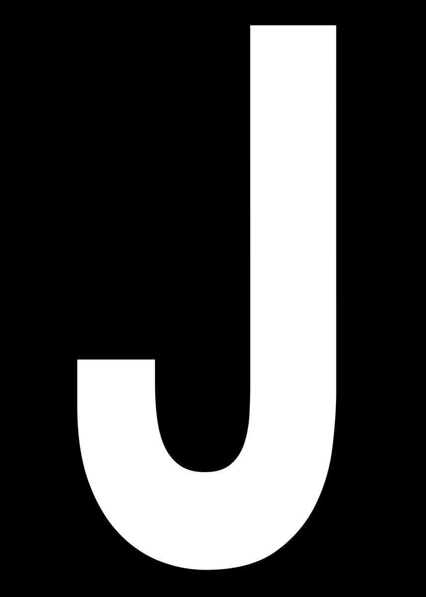 'Letter J in white' Poster, picture, metal print, paint by Bruce ...