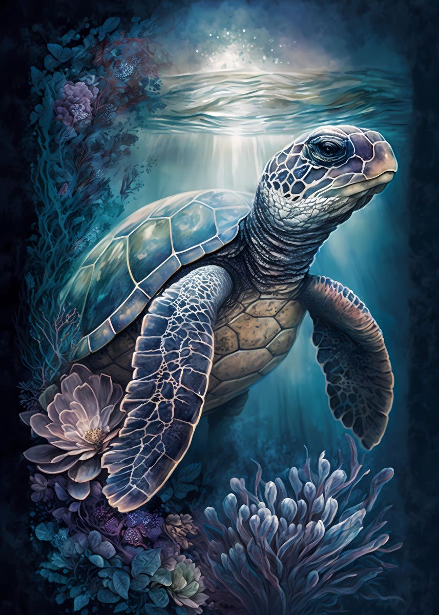'Turtle Delightful' Poster, picture, metal print, paint by Adam Decor ...