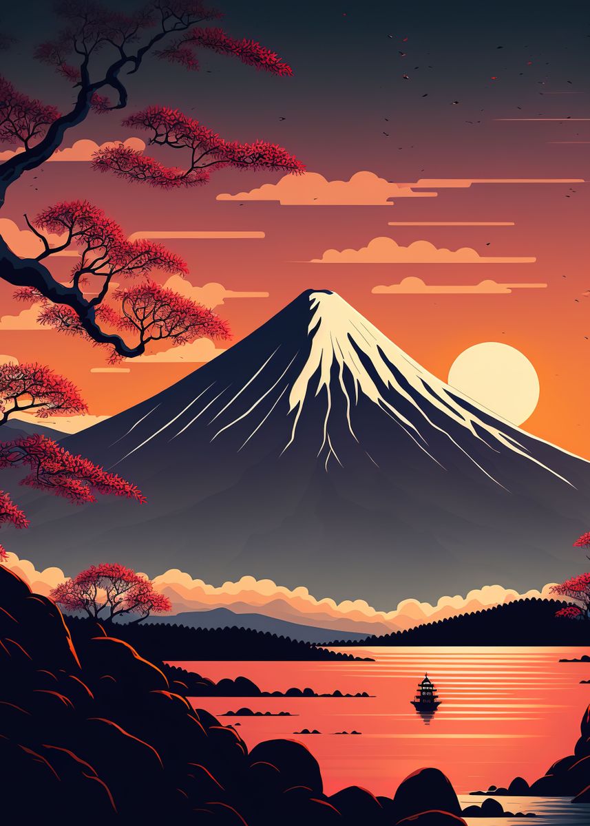 'Beautiful Japan Sunset' Poster by NeoRowe | Displate