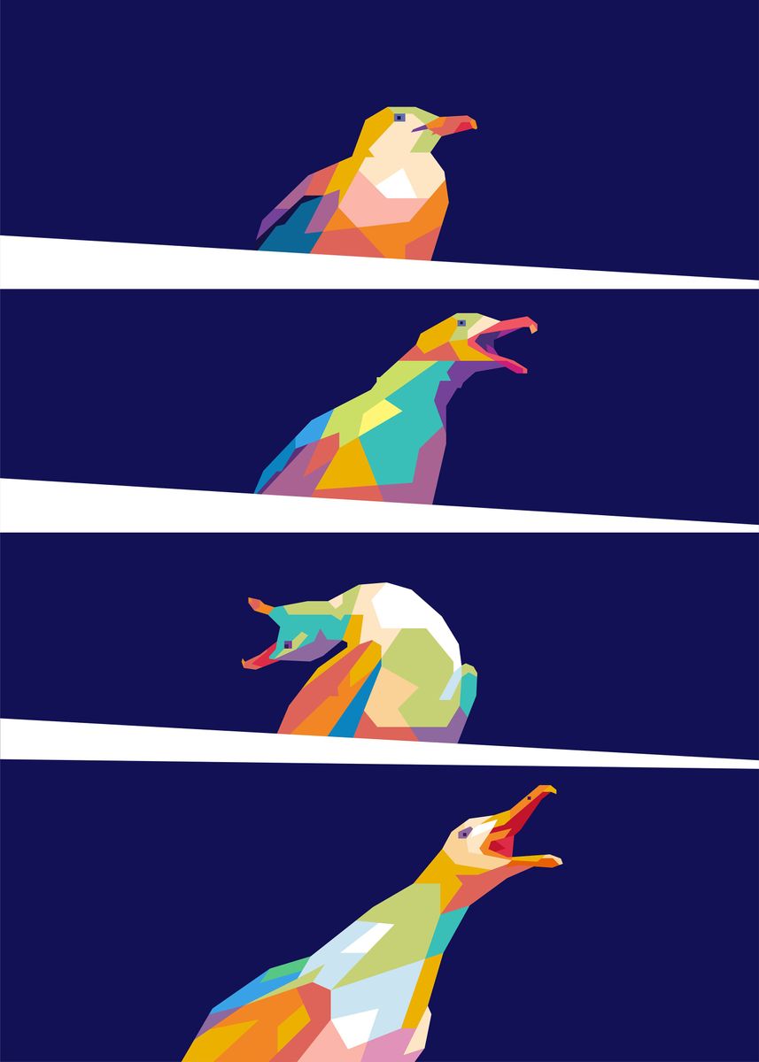 'BIRD MEME B' Poster, picture, metal print, paint by Muifatin | Displate