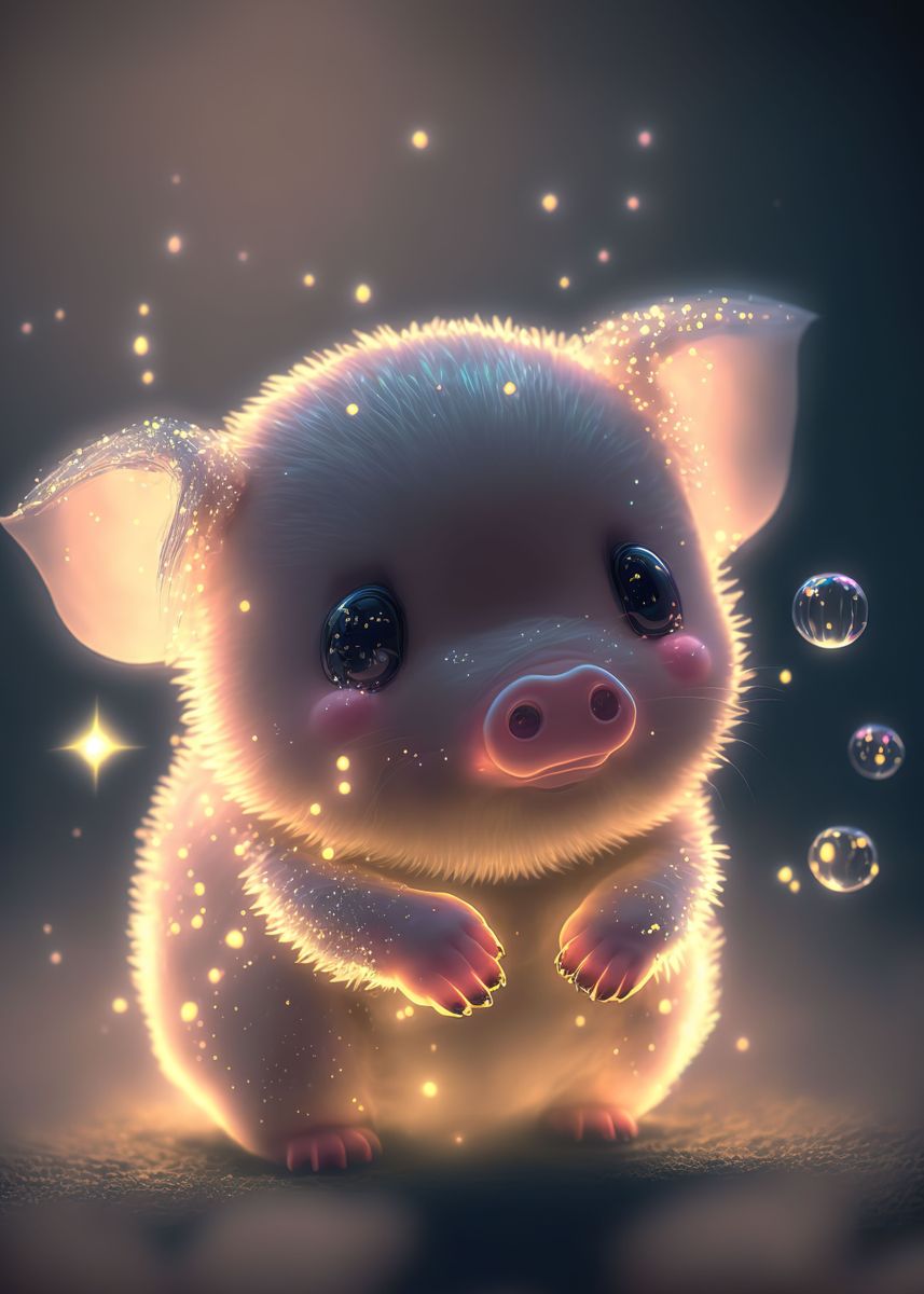 'glow pig animal' Poster by MAD SPACE | Displate