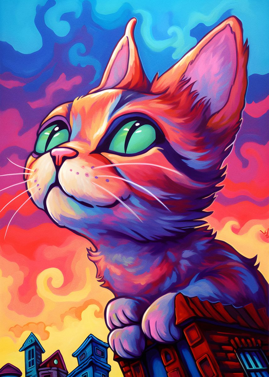 'Cat Colorful Paint' Poster, picture, metal print, paint by Elz art ...
