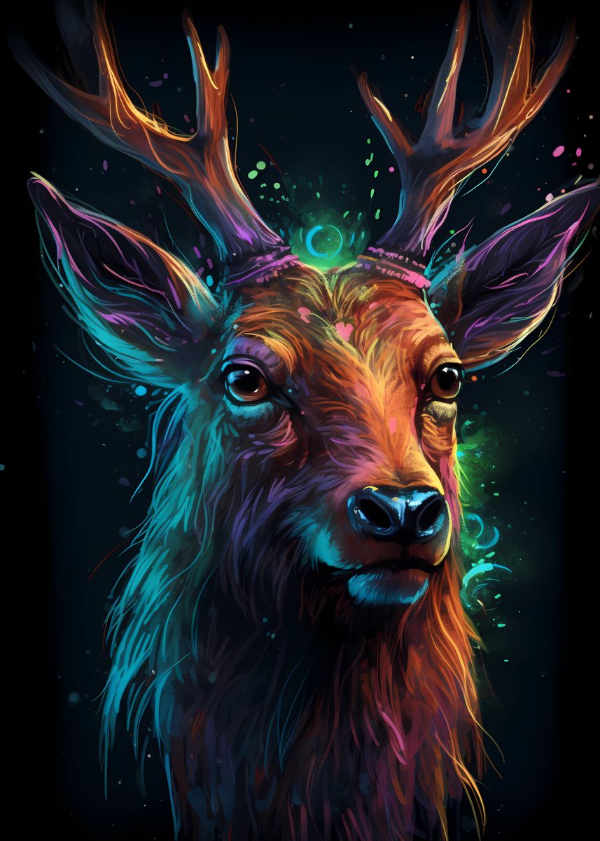 'Deer Ethereal' Poster, picture, metal print, paint by Amalia Studio ...