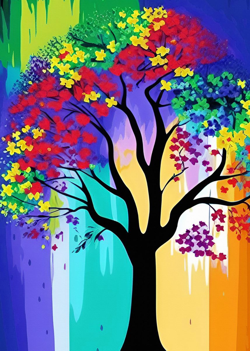 'Colorful Blossom Tree' Poster, picture, metal print, paint by MONLart ...