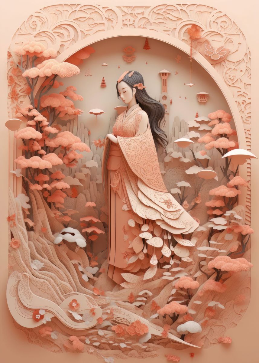 'Geisha From Origami ' Poster, picture, metal print, paint by Zdenek ...