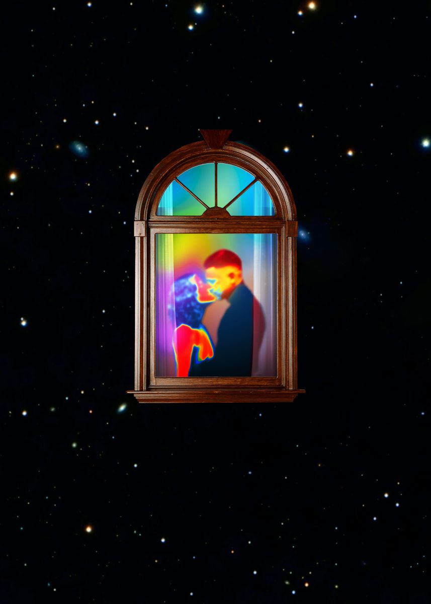 'Romantic Kiss in Space' Poster, picture, metal print, paint by Juanjo ...