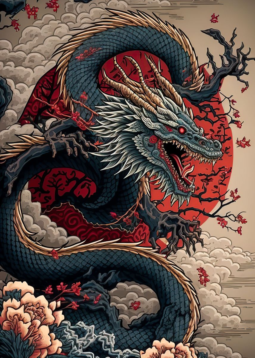 'Dragon off Kanagawa ' Poster, picture, metal print, paint by lauren ...