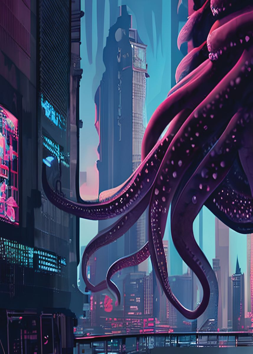'Cyber Squid' Poster by ExtremeArtists | Displate