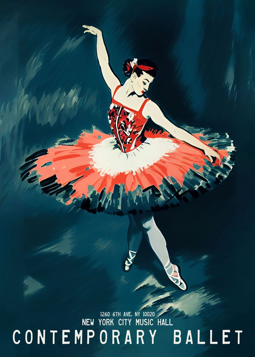 'Retro Ballet Advertising' Poster, picture, metal print, paint by ...