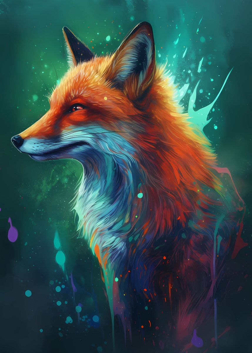 'Fox Wondrous' Poster, picture, metal print, paint by Amalia Studio ...