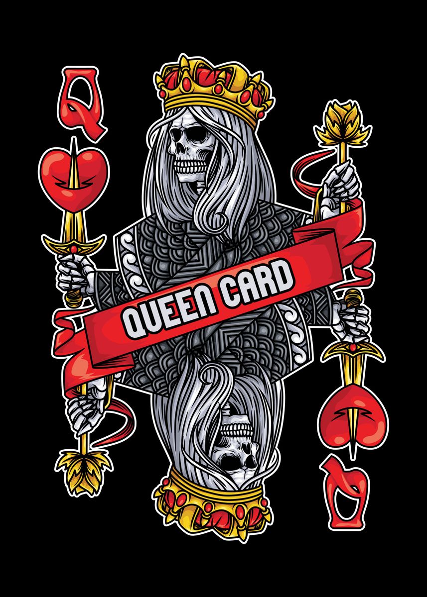 ' queen card Illustration' Poster by hendra pratama | Displate