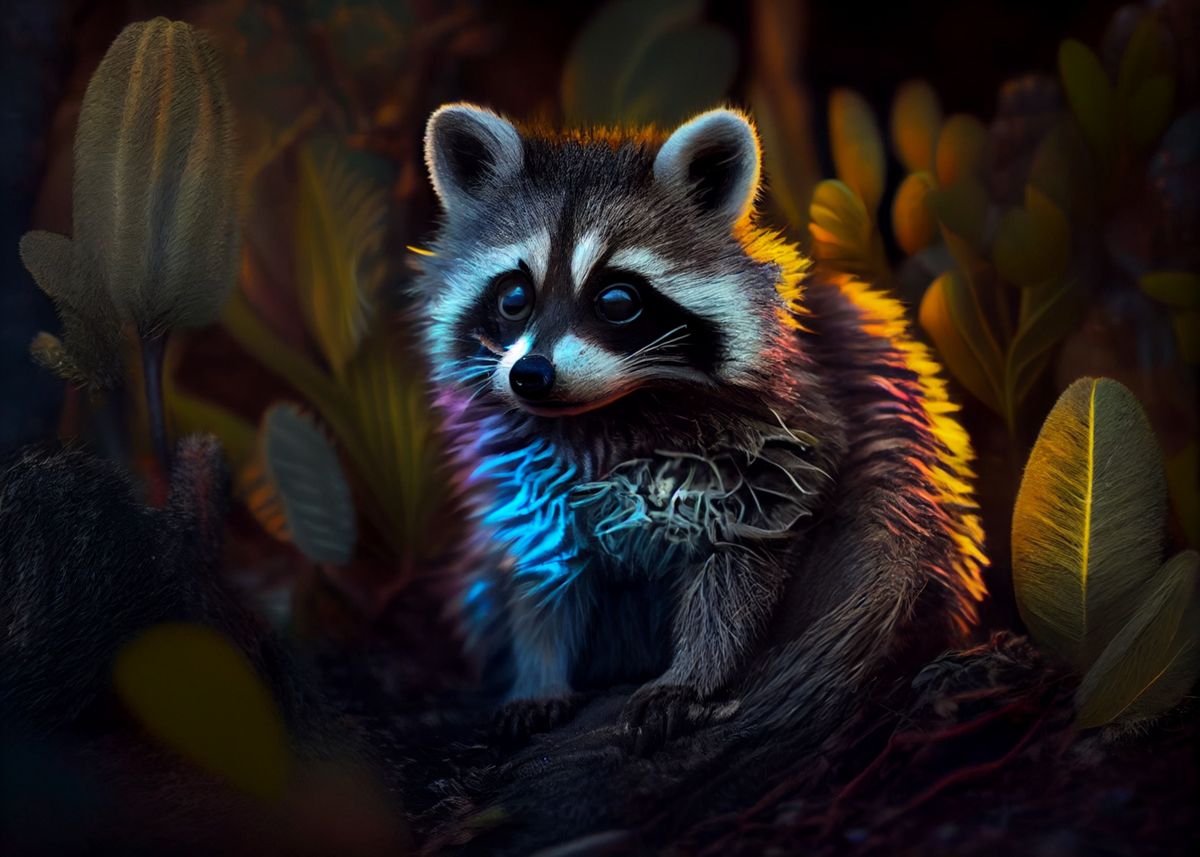 'Colorful raccoon' Poster by Below Horizon | Displate