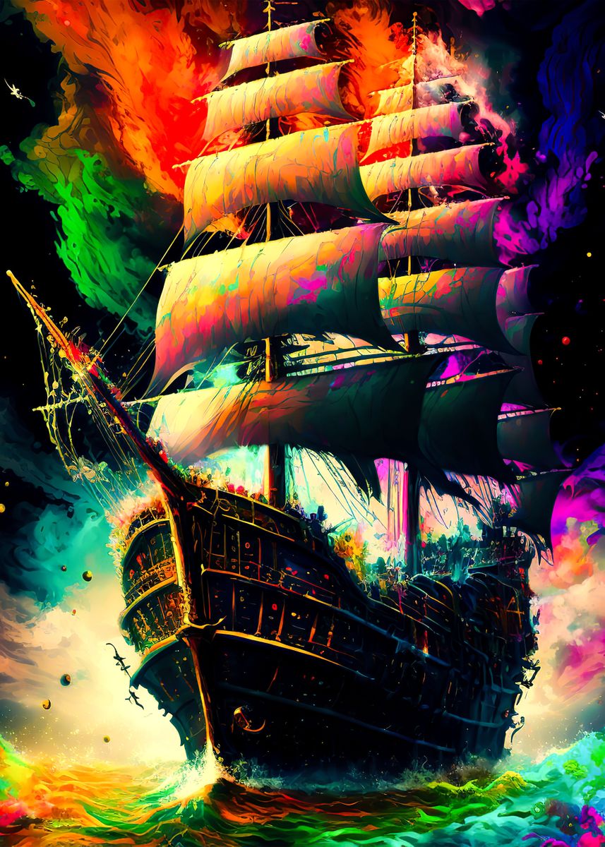 'pirate ship colorful' Poster by Atlas Mcguire | Displate