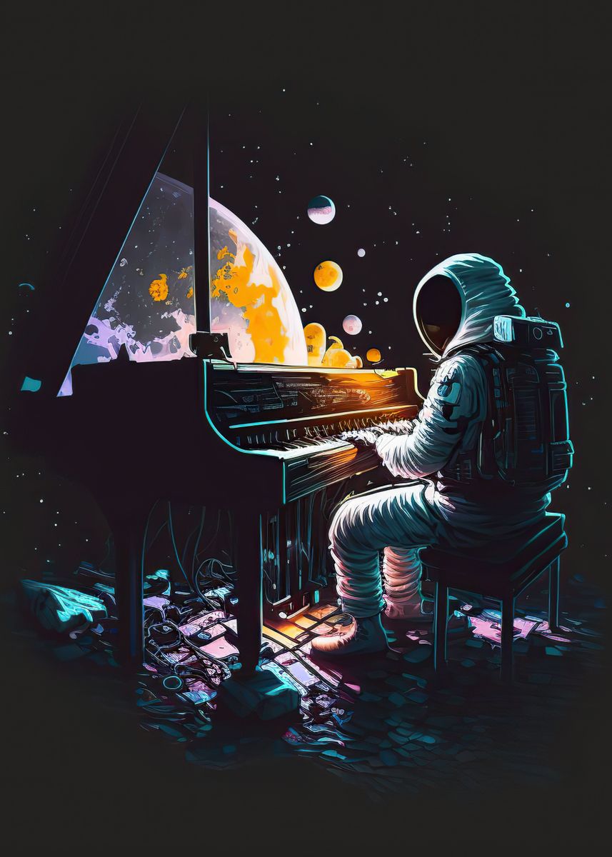 'Piano in space' Poster, picture, metal print, paint by Ahmet Thorpe ...