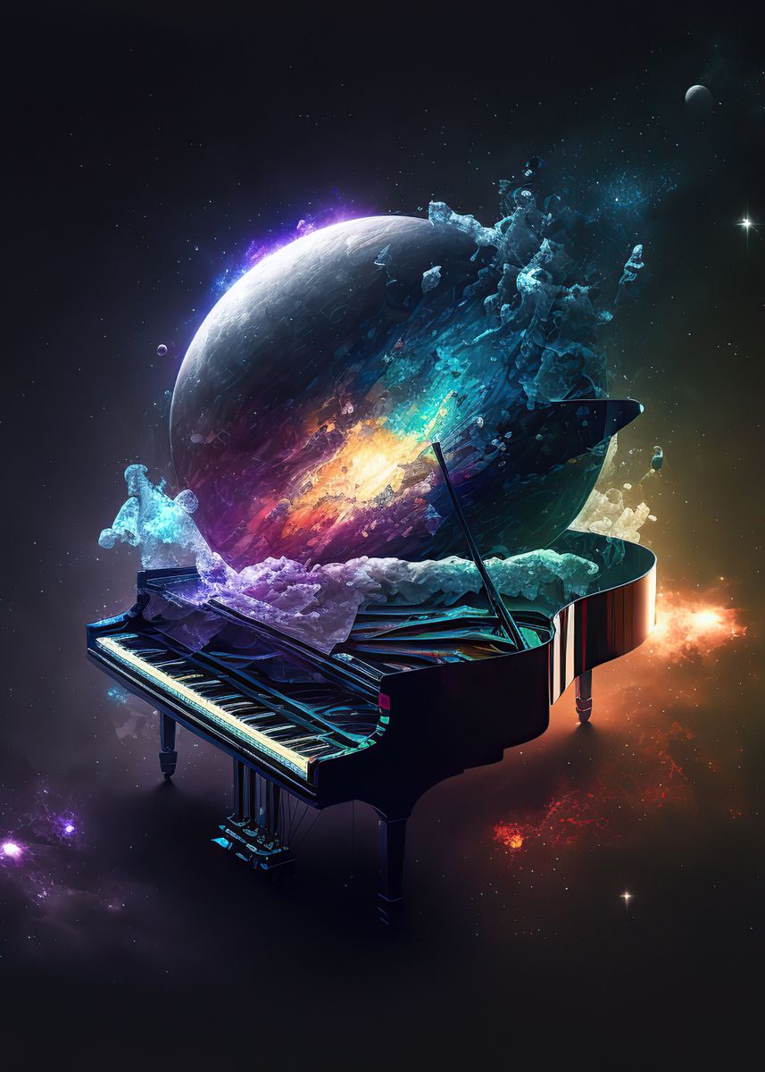'Piano in space' Poster, picture, metal print, paint by Ahmet Thorpe ...