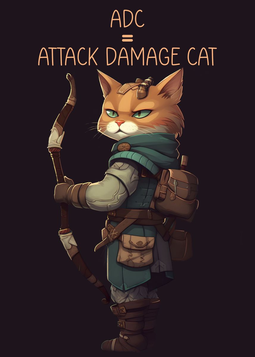 'ADC Attack Damage Cat' Poster, picture, metal print, paint by ...