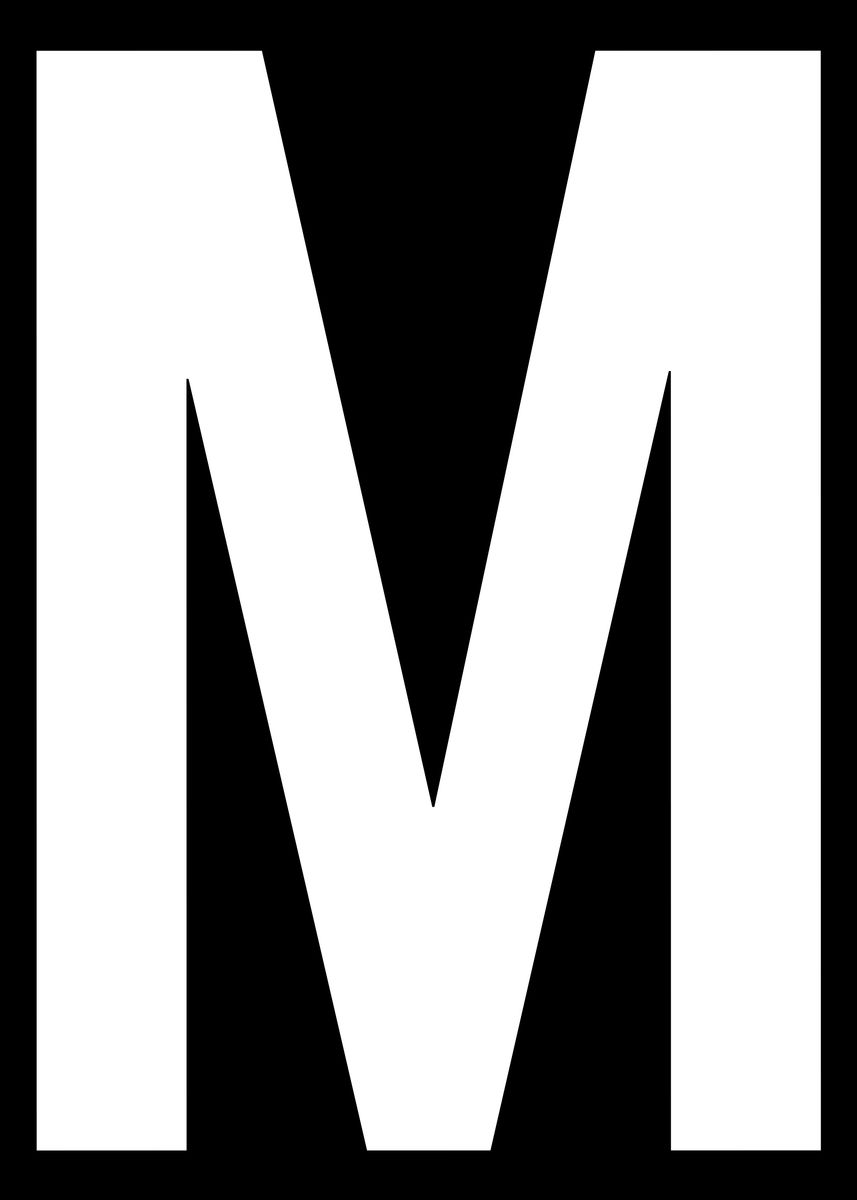 'Letter M in white' Poster by Bruce Stanfield | Displate