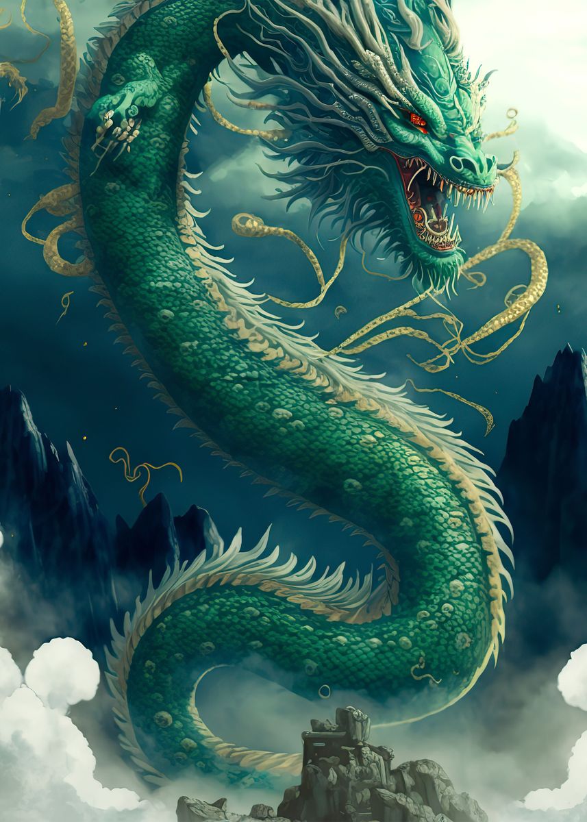 'Flying dragon ' Poster, picture, metal print, paint by Silhouette ...