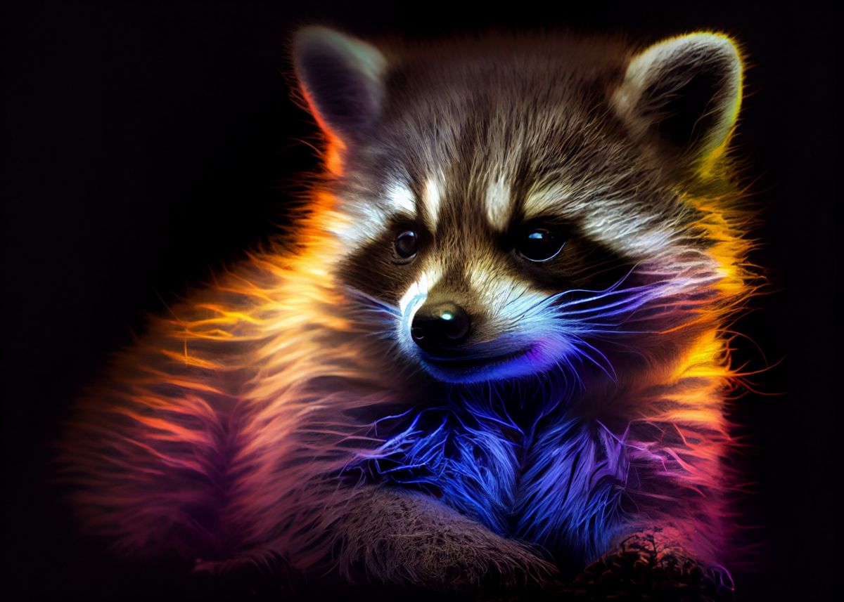 'Colorful raccoon' Poster by Below Horizon | Displate