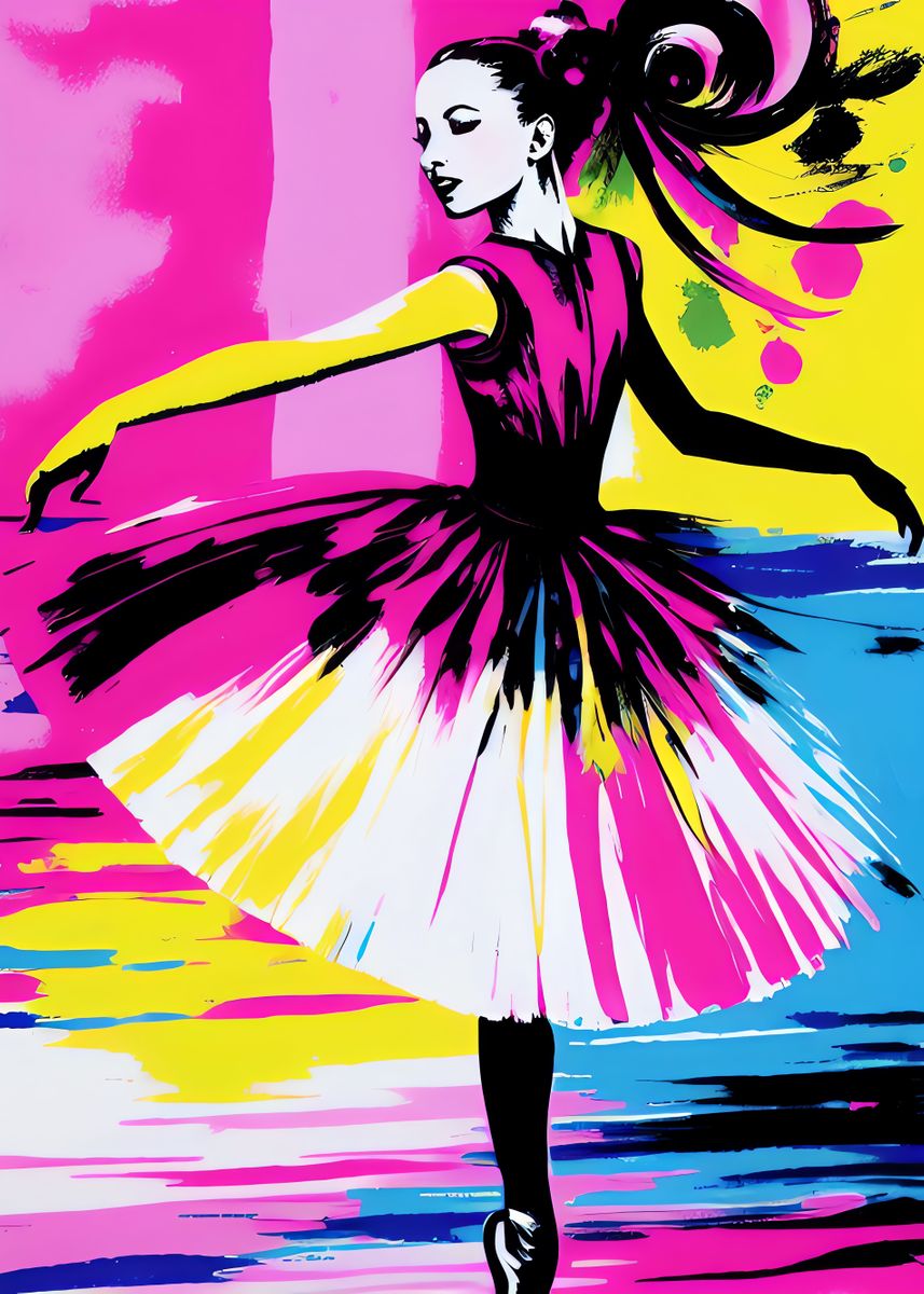 'Colorful Watercolor Ballet' Poster, picture, metal print, paint by BluePinkPanther | Displate