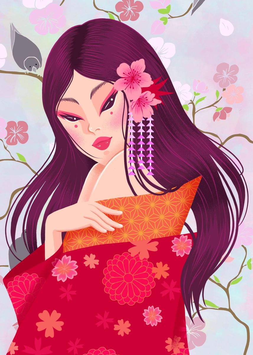 'Japanese Girl' Poster, picture, metal print, paint by NIZAM KHAN ...