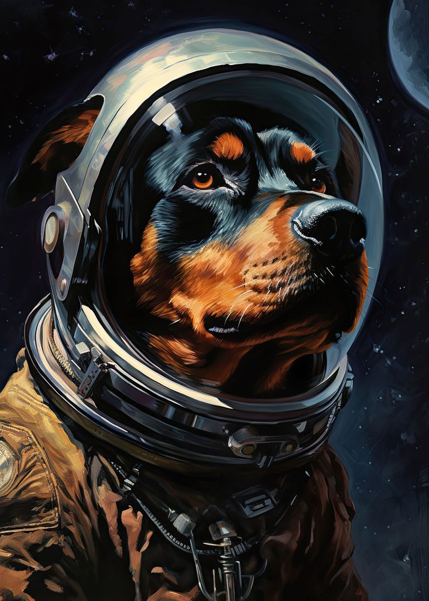 'Rottweiler The Astronaut' Poster, picture, metal print, paint by PetPrints | Displate