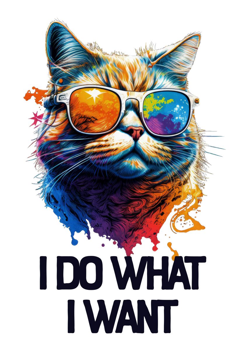 'I Do What I Want Cat' Poster, picture, metal print, paint by ...