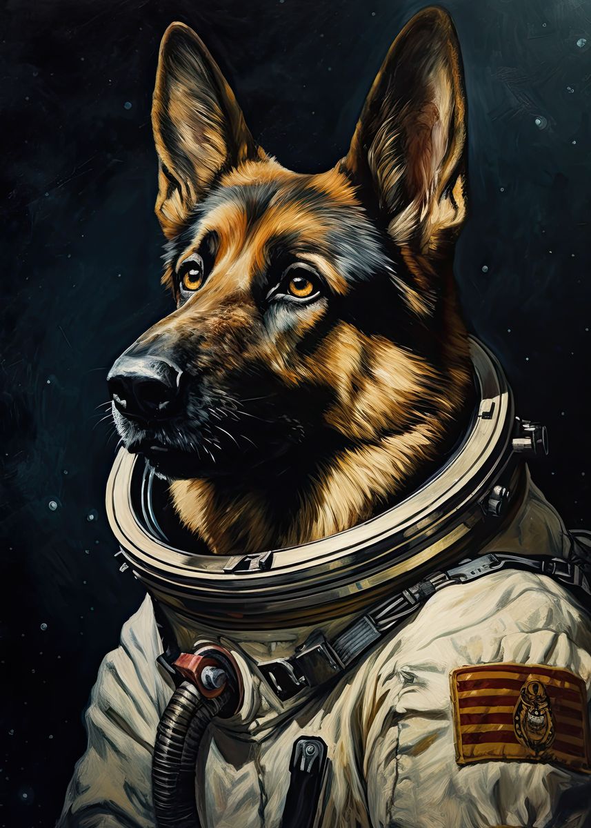 'German Shepherd Astronaut' Poster, picture, metal print, paint by PetPrints | Displate