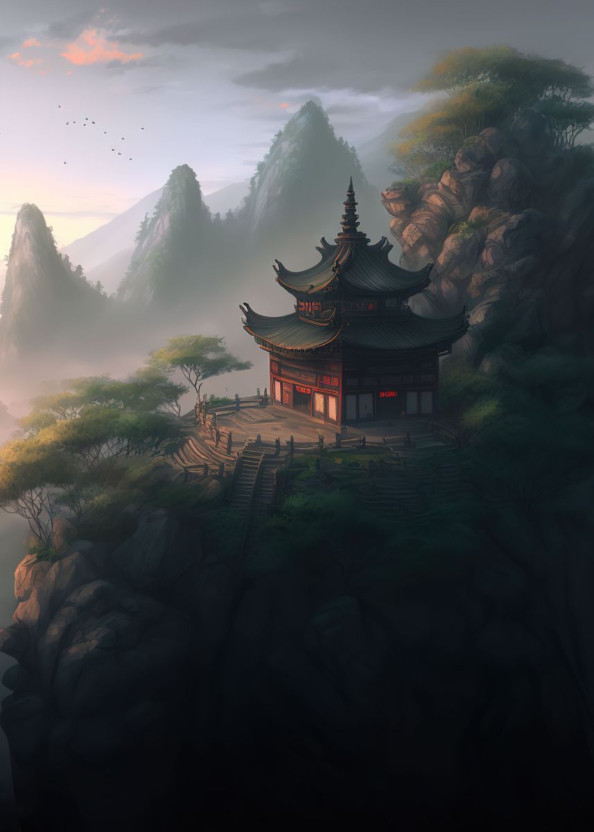 'Chinese landscape' Poster, picture, metal print, paint by NeoRowe ...