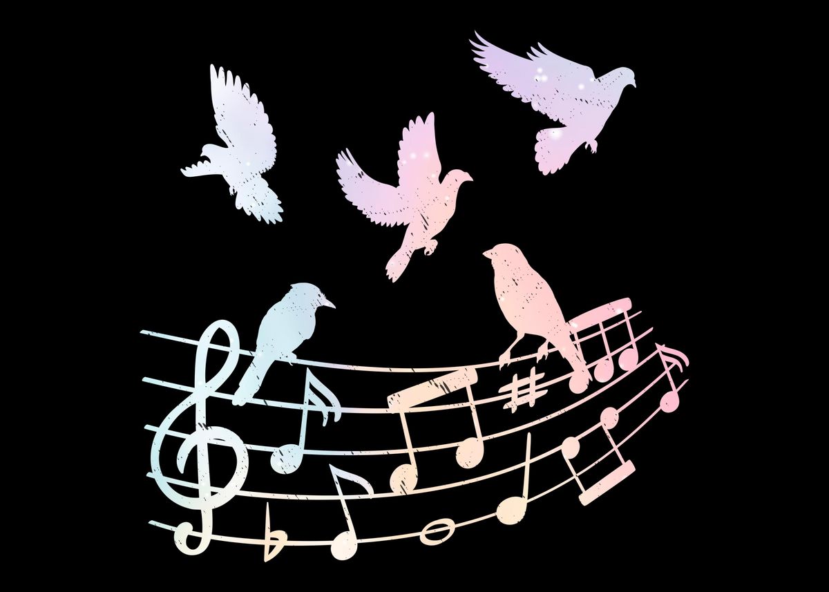 'Musical Notes Birds' Poster by professionaldesigns | Displate