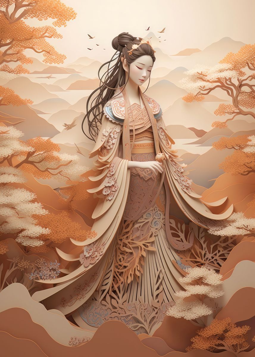 'Geisha From Origami ' Poster, picture, metal print, paint by Zdenek ...