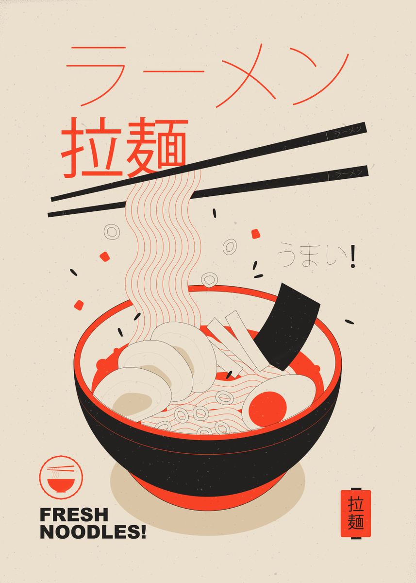 'Japanese Ramen' Poster, picture, metal print, paint by Green Homee ...