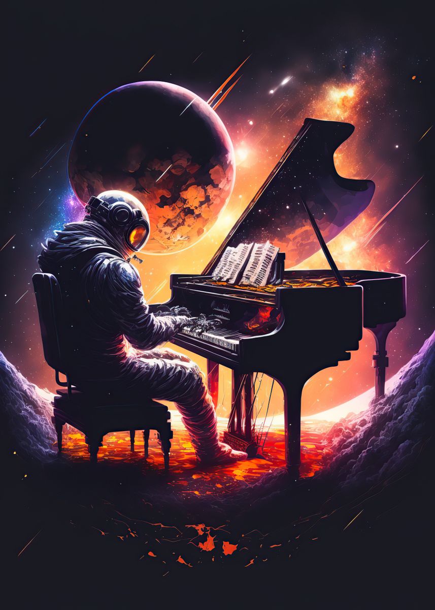 'Piano in space' Poster, picture, metal print, paint by Ahmet Thorpe ...