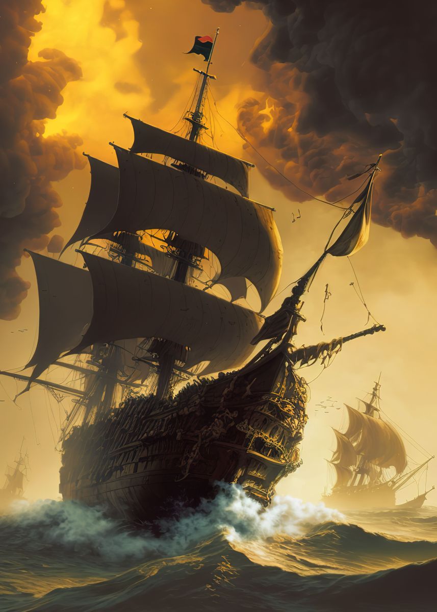 'pirate ship' Poster by Hari Buckner | Displate