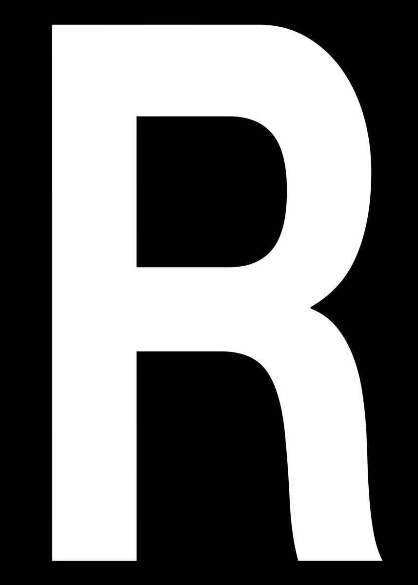 'Letter R in white' Poster, picture, metal print, paint by Bruce ...